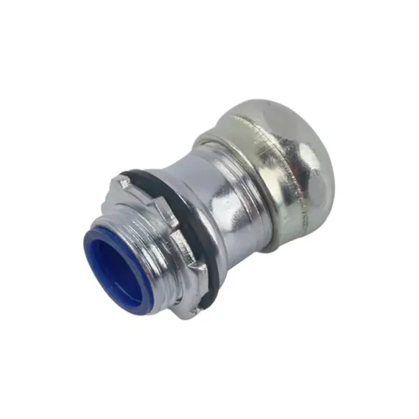 Raintight EMT compression connector with insulated throat